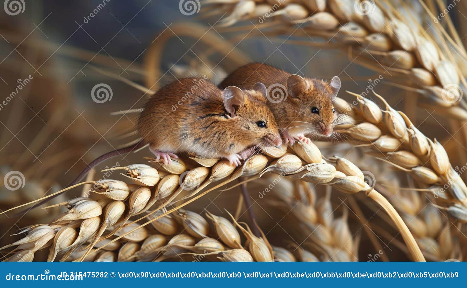 A Mouse Eats Wheat on an Ear in the Field Stock Illustration ...