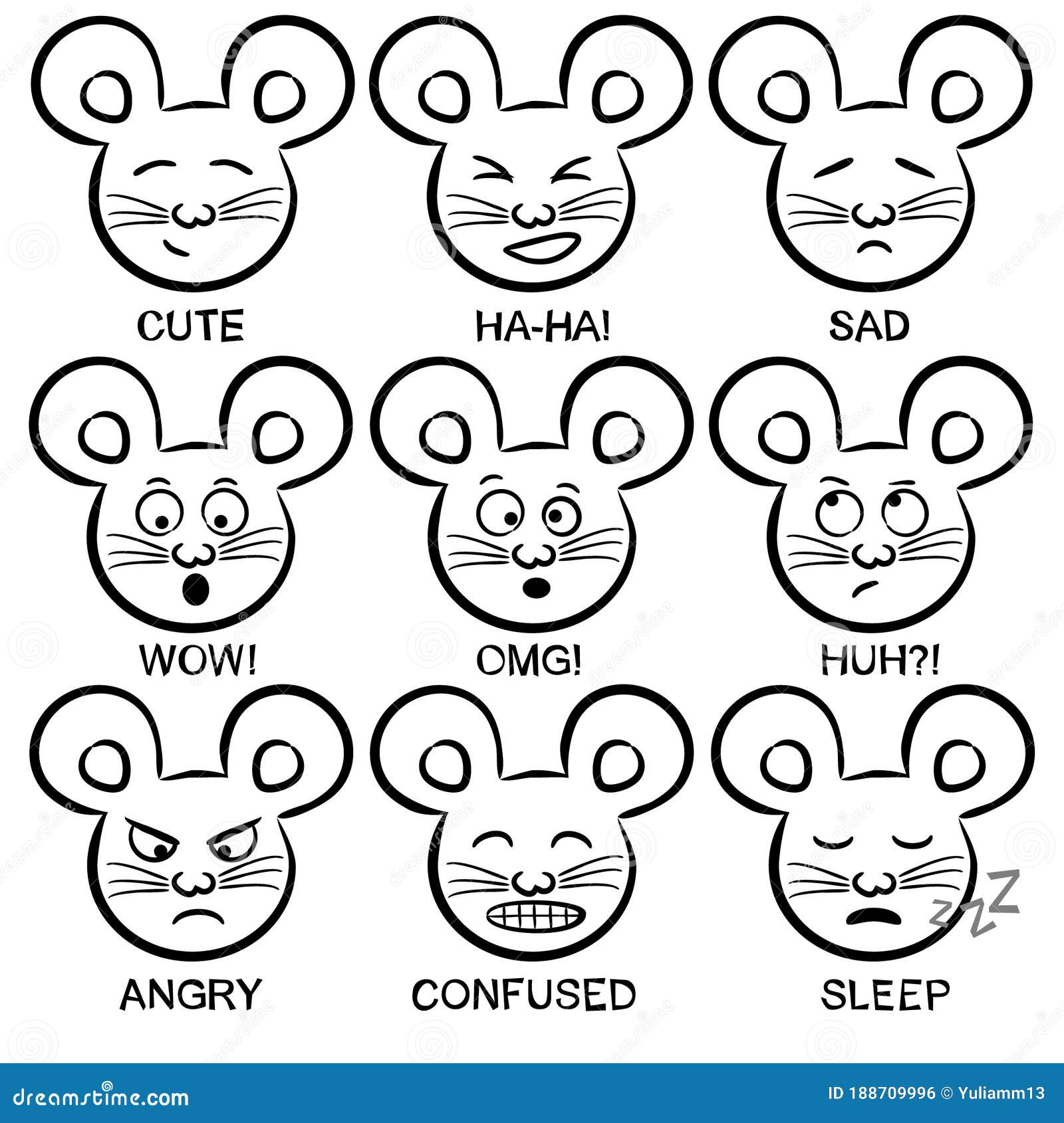 Mouse Emoji. Funny Hand Drawn Mouse Stock Vector - Illustration of ...