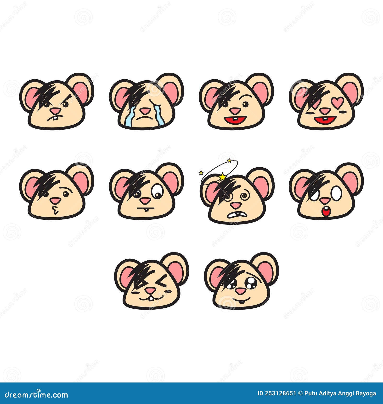 Mouse Emoticon. Animal Emoticons. Mouse Face Icons. Set Of Cartoon ...