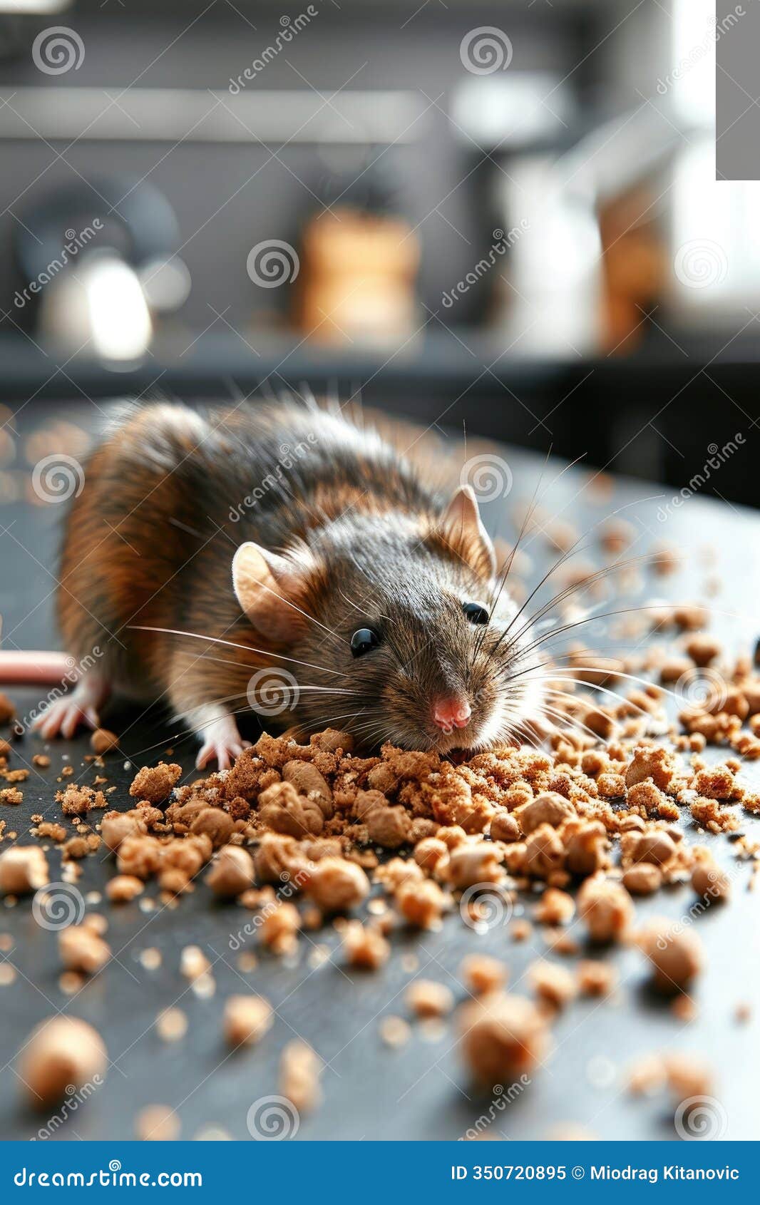 Mouse Explores Crumbs on Kitchen Counter during Daylight Hours Stock ...