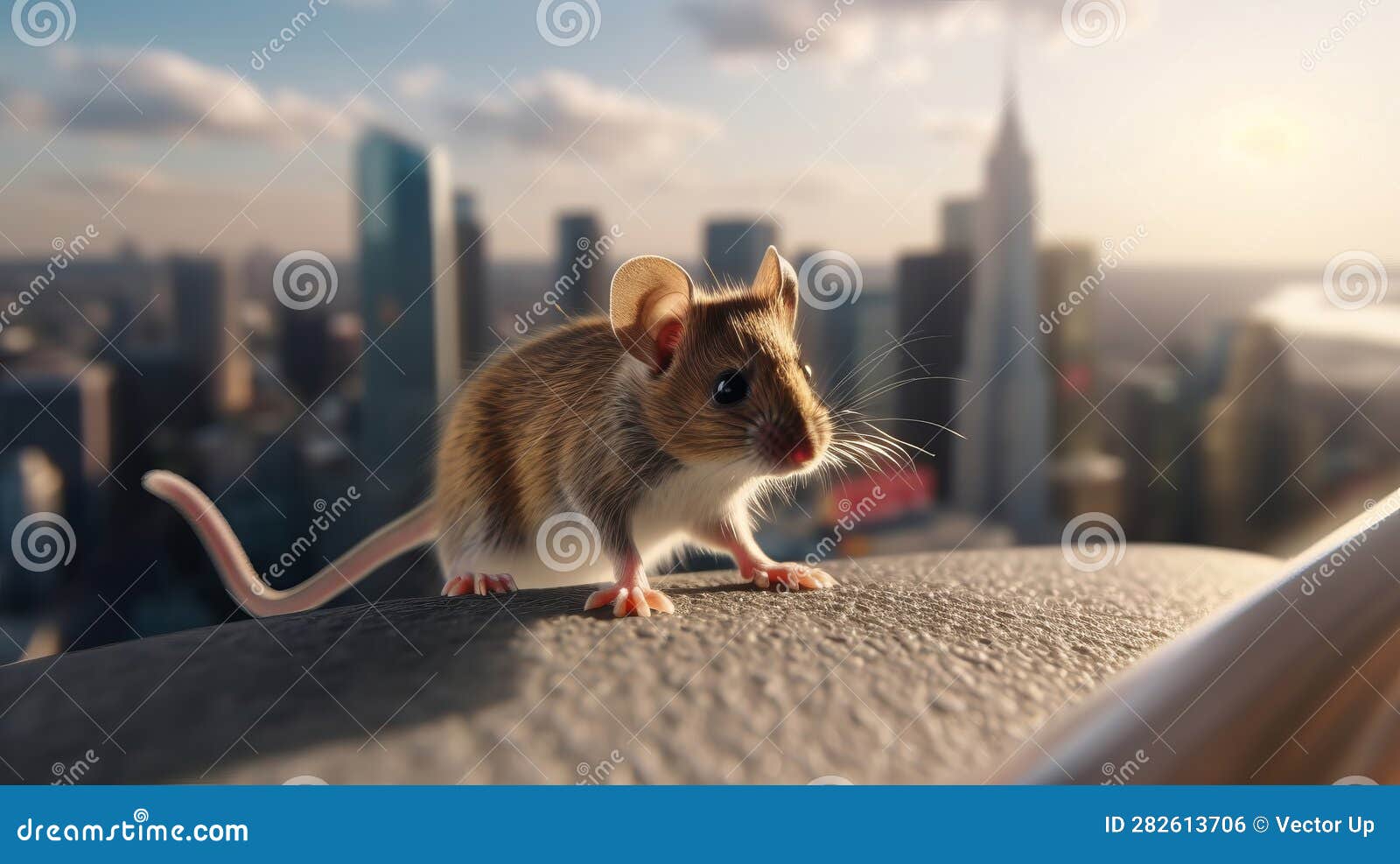 Mouse Exploring the City Close-up. Generative AI. Stock Illustration ...