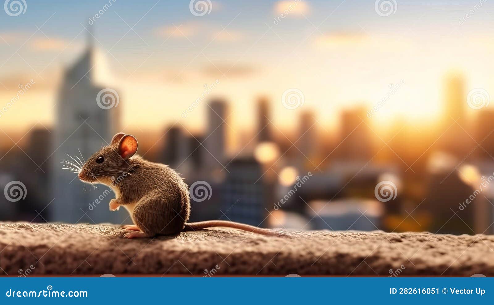 Mouse Exploring the City Close-up. Generative AI. Stock Illustration ...
