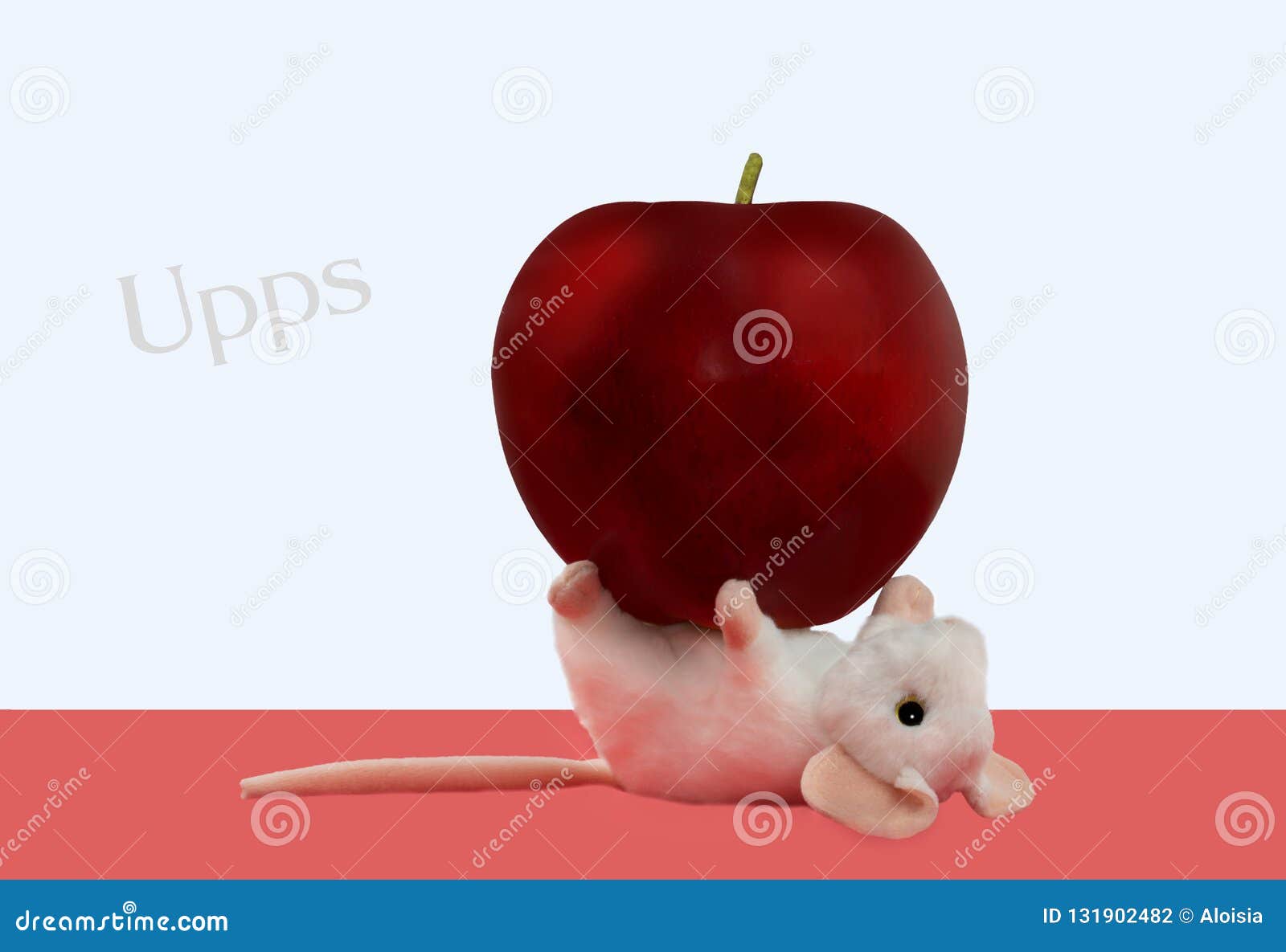 The Mouse Fell on the Ground and the Apple Fell on it. Stock ...