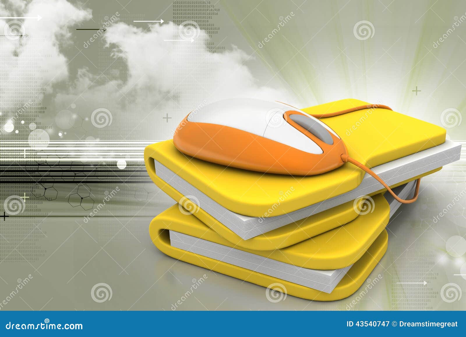 Mouse with file folder stock illustration. Illustration of concept ...