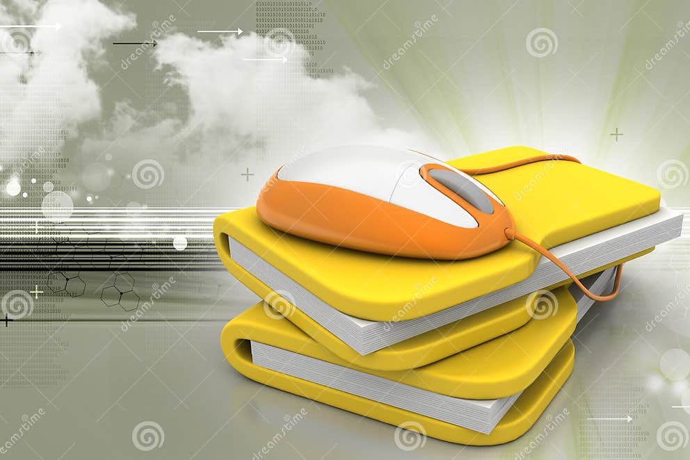 Mouse with file folder stock illustration. Illustration of concept ...