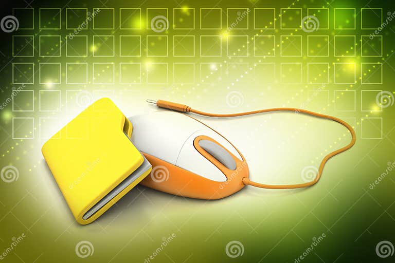 Mouse with file folder stock illustration. Illustration of portfolio ...
