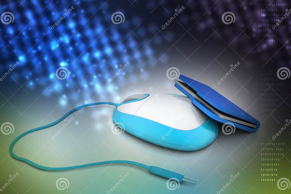 Mouse with file folder stock illustration. Illustration of computer ...