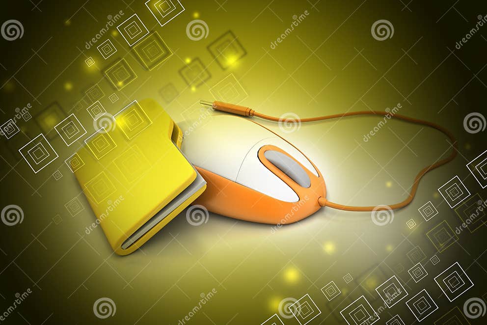Mouse with file folder stock illustration. Illustration of color - 44450073