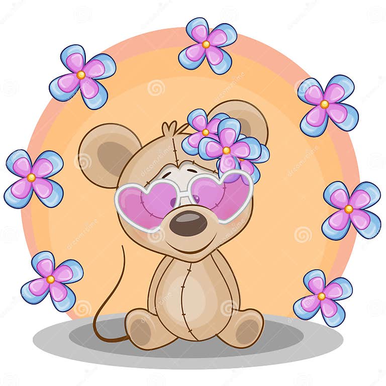 Mouse with flowers stock vector. Illustration of illustrations - 41998153