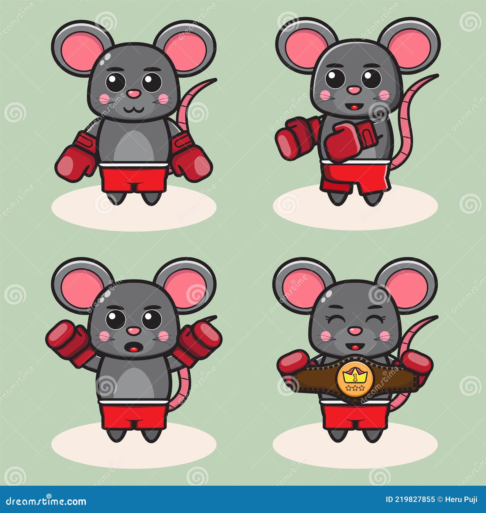 Vector Illustration of Cute Mouse Boxing Cartoon. Stock Vector ...