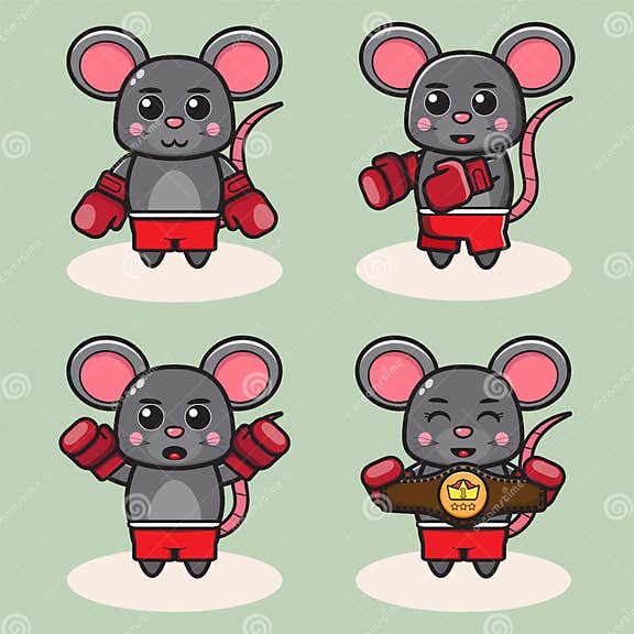 Vector Illustration of Cute Mouse Boxing Cartoon. Stock Vector ...