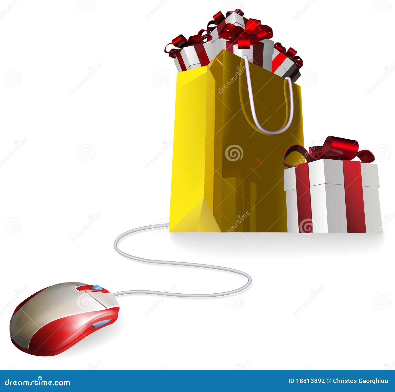 Mouse gift shopping bag stock vector. Illustration of computer - 18813892