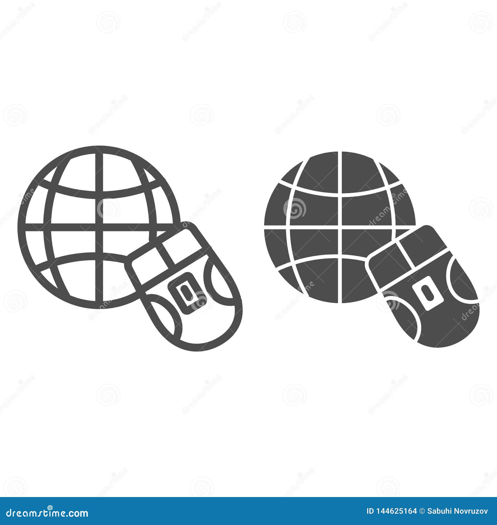 Mouse and Globe Line and Glyph Icon. Work on Internet Vector ...