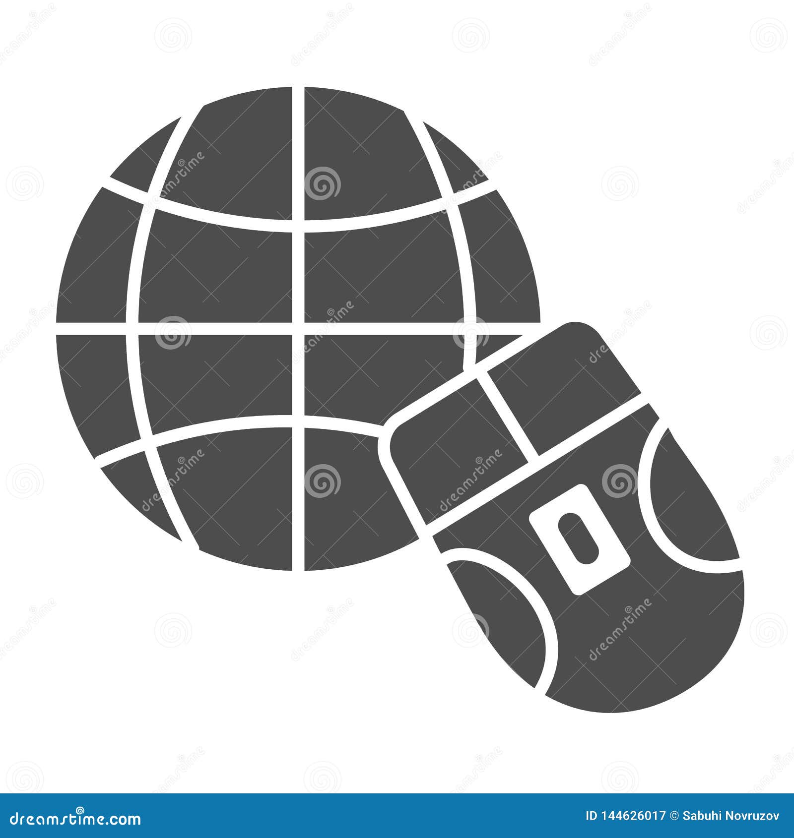 Mouse and Globe Solid Icon. Work on Internet Vector Illustration ...