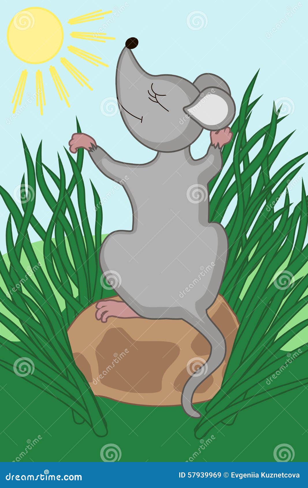 Mouse in the grass. stock vector. Illustration of animal - 57939969