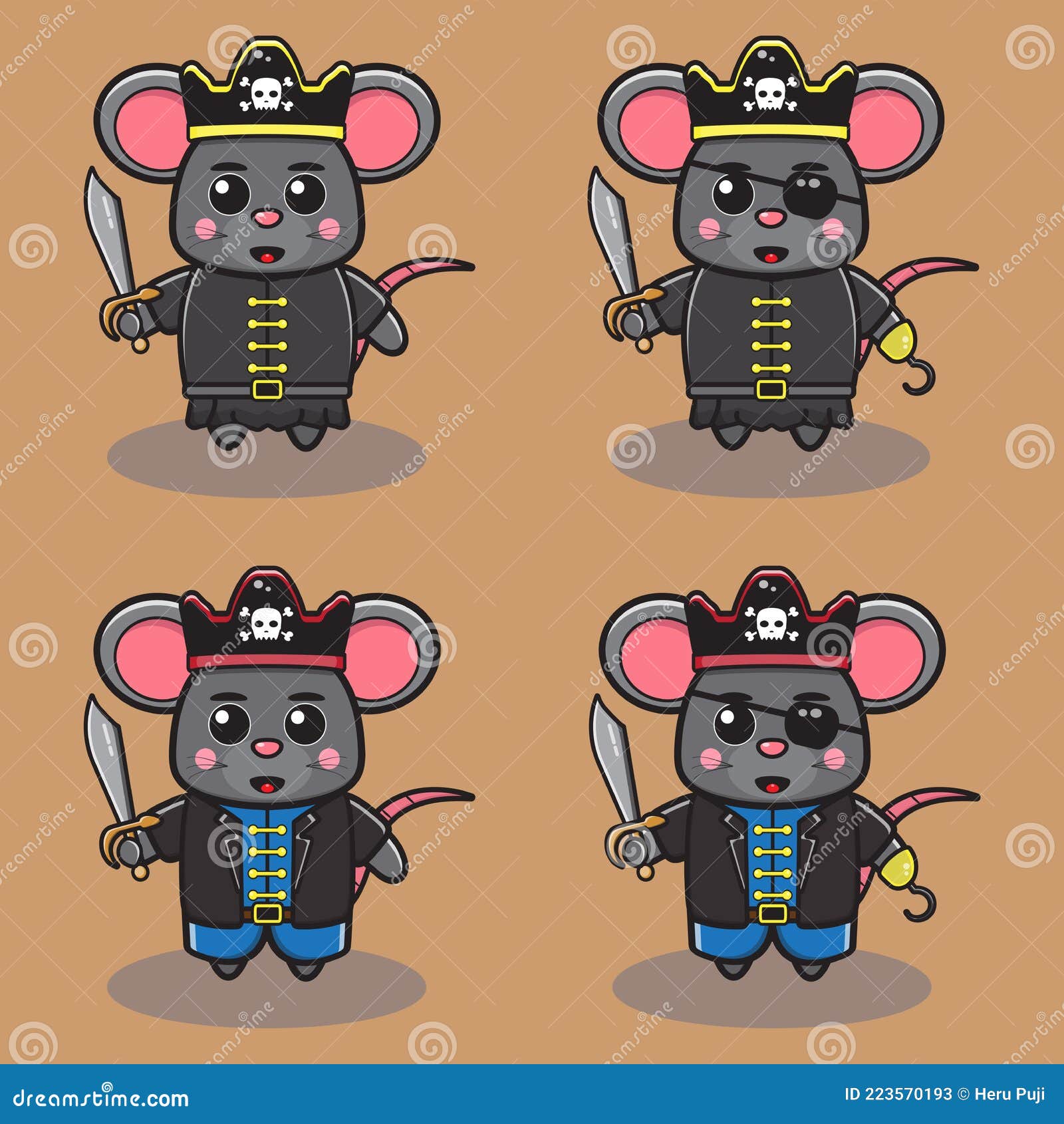 Cute Mouse Pirate Captain Cartoon. Stock Vector - Illustration of card ...