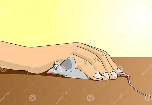 Mouse in hand stock illustration. Illustration of computer - 13314468