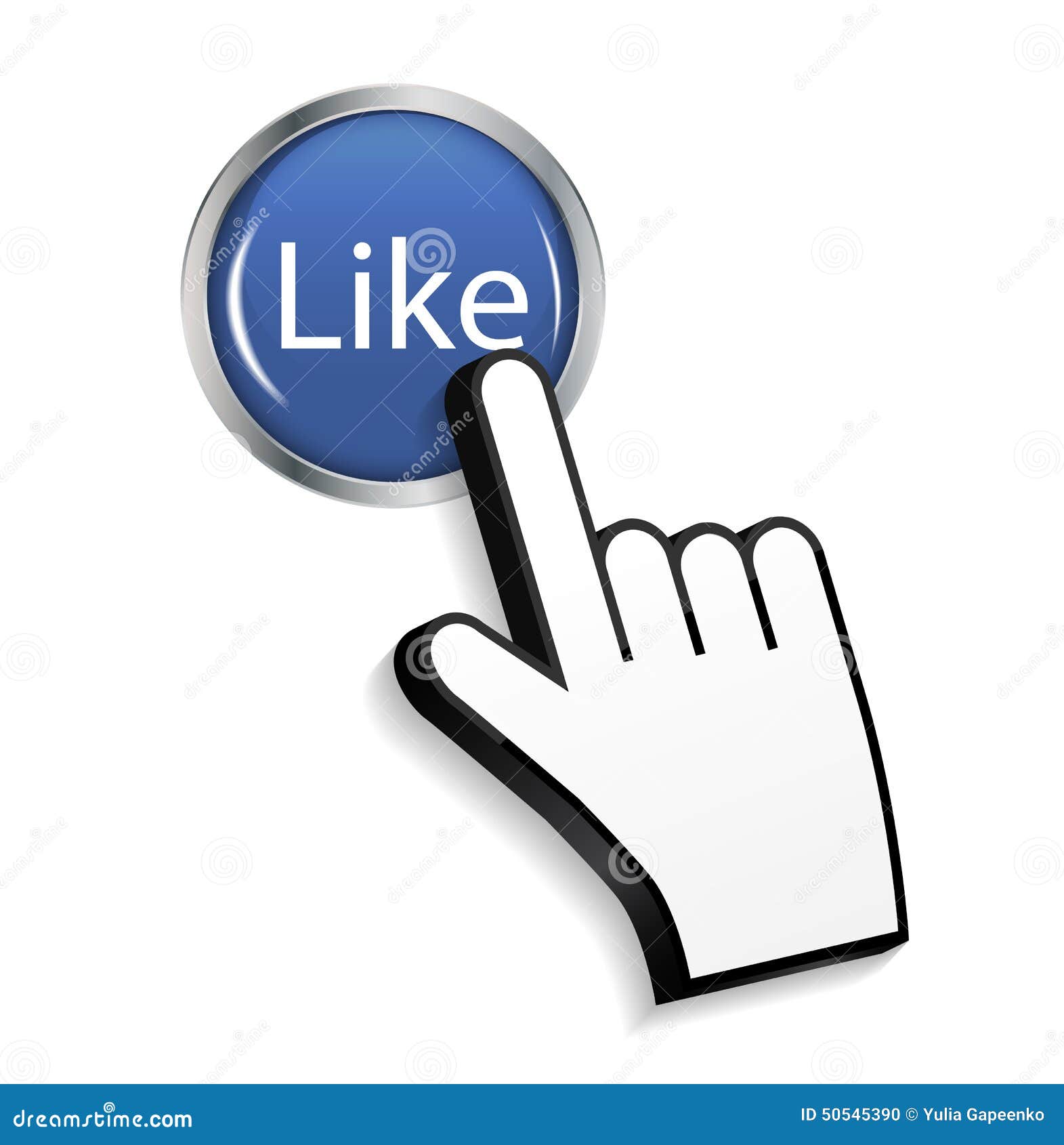 Mouse Hand Cursor on Circle Glossy Like Button Stock Vector ...