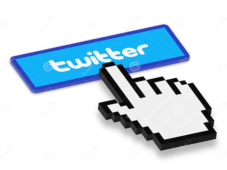 Mouse Hand Press Twitter Button Editorial Photography - Illustration of ...