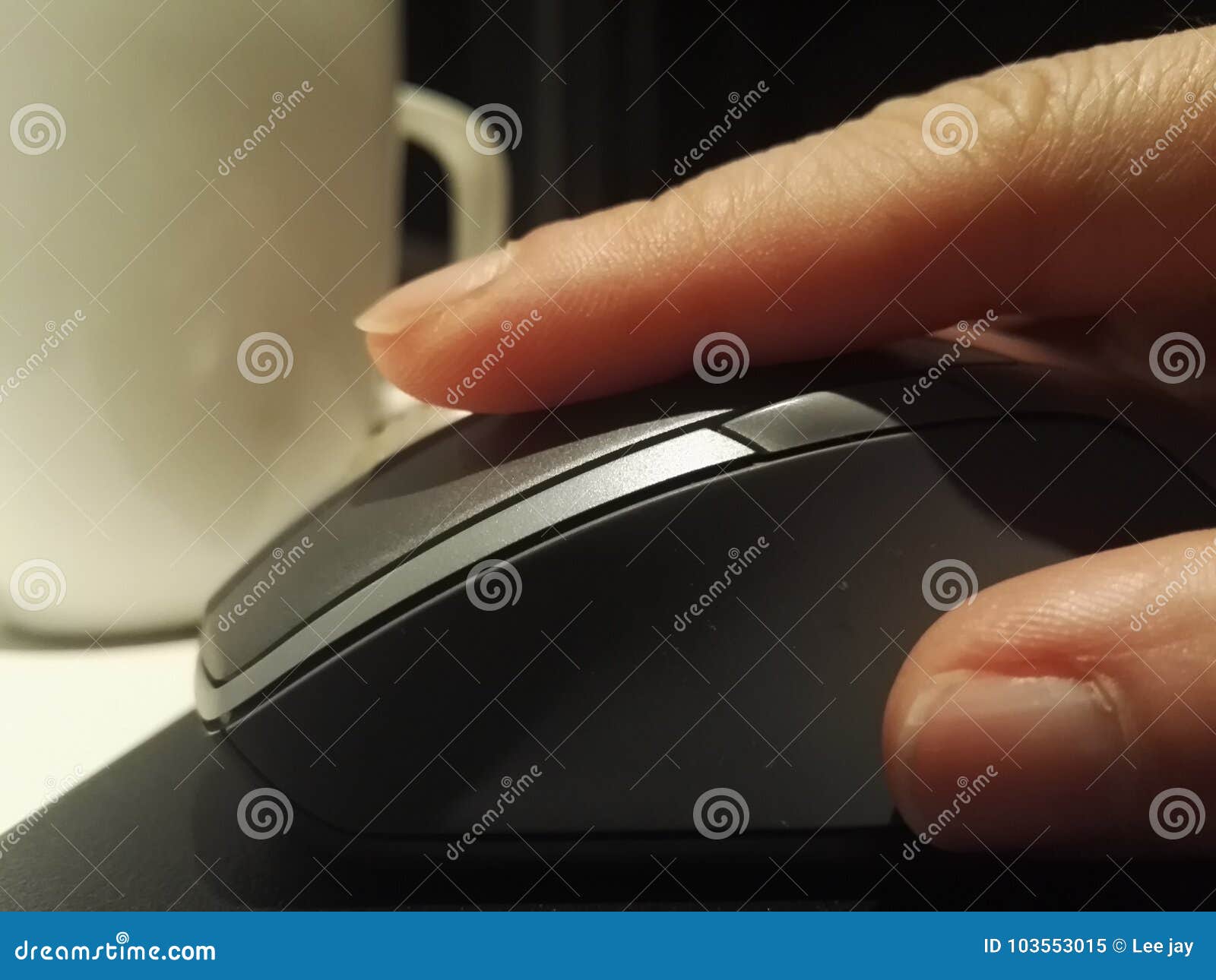 Mouse in hand on table stock image. Image of business - 103553015