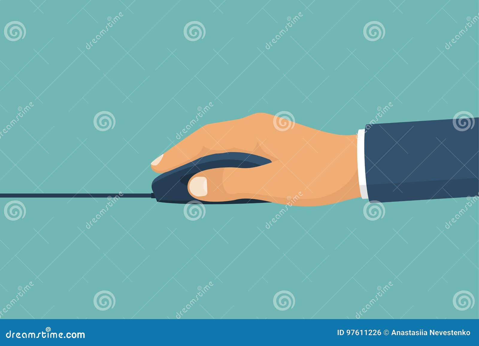 Mouse in hands. vector stock vector. Illustration of finger - 97611226