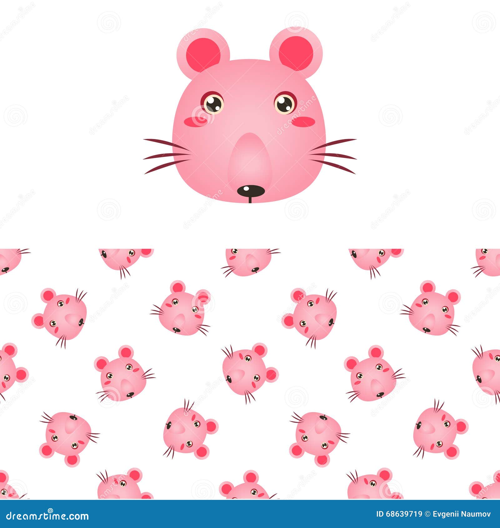 Mouse Head Icon and Pattern Stock Vector - Illustration of comic, icon ...