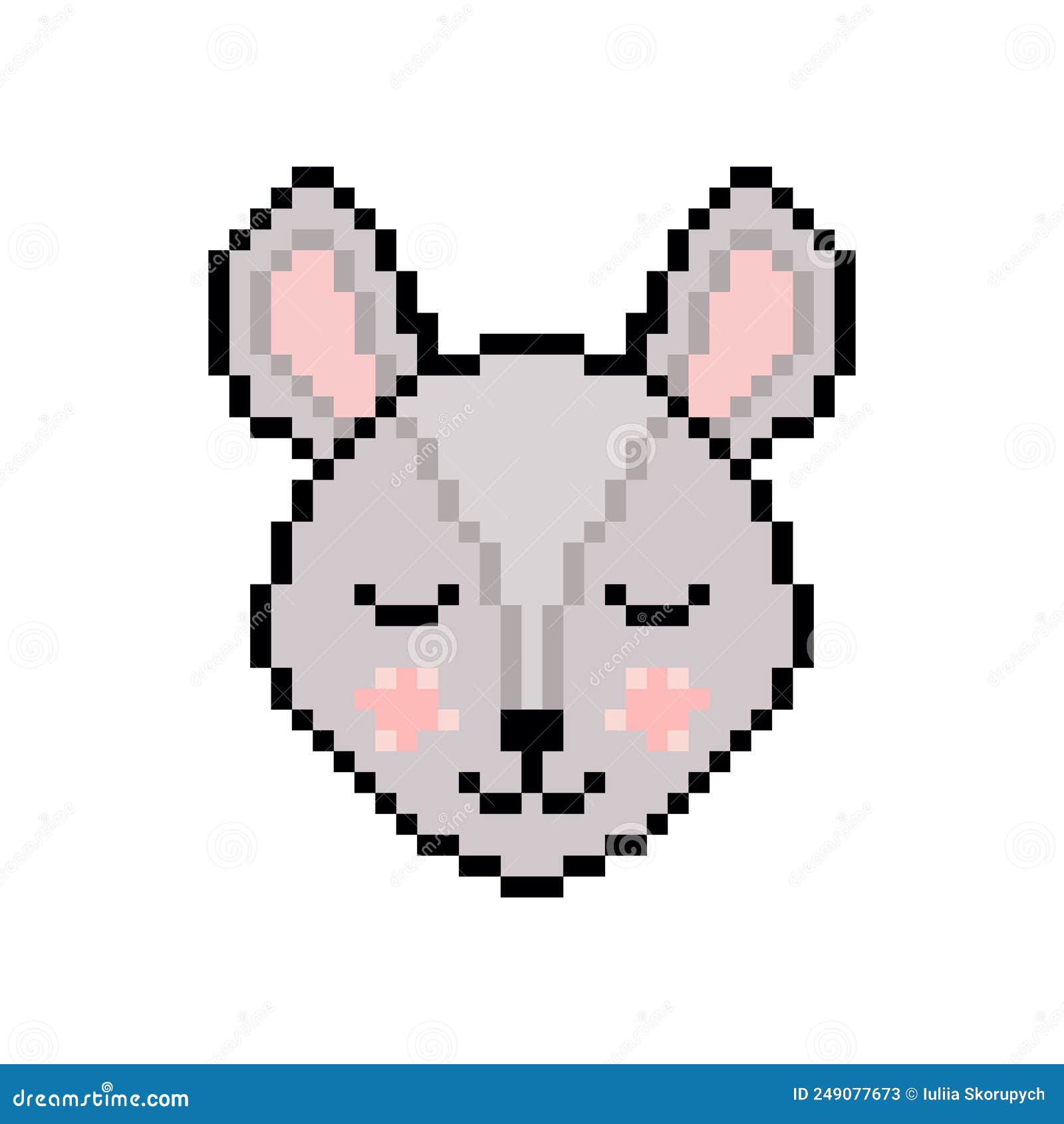Mouse Head in Pixel Art Style Stock Vector - Illustration of element ...