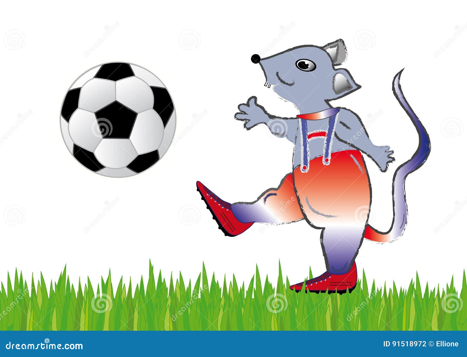 Mouse and His Football Kick Stock Vector - Illustration of funny ...
