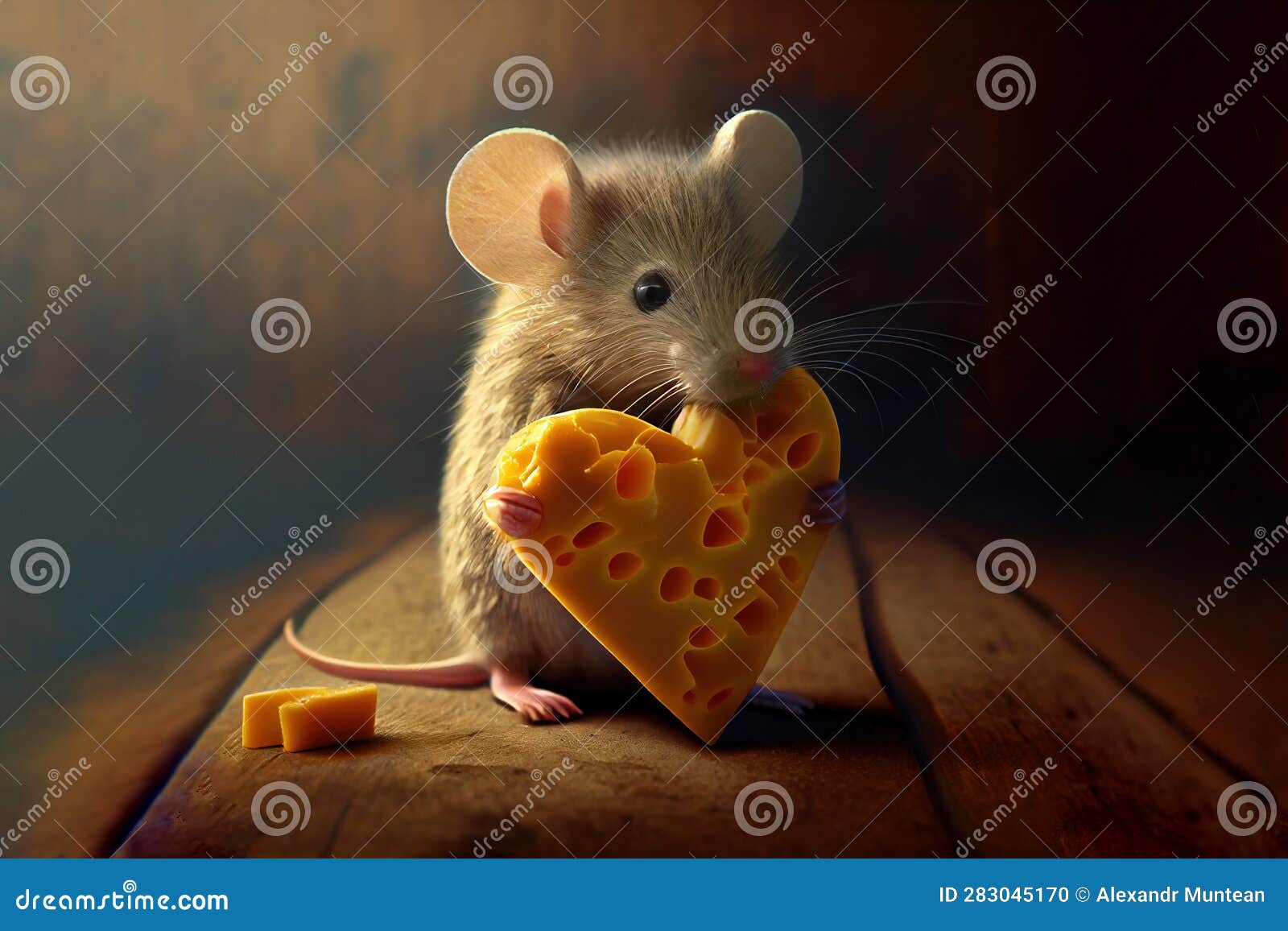 Mouse Holding Cheese, Day of Cheese Concept. Stock Illustration ...