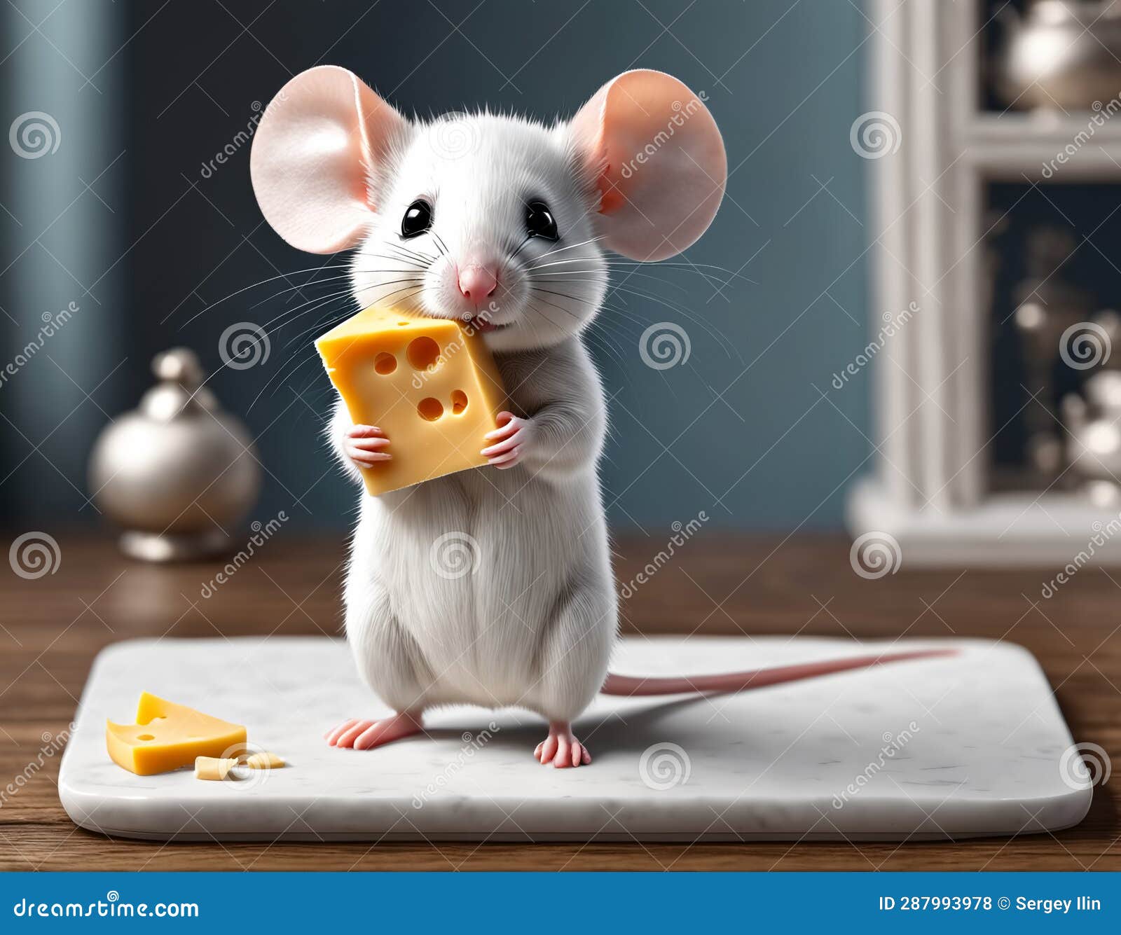 Mouse Holding Piece of Cheese. Generative AI Stock Illustration ...