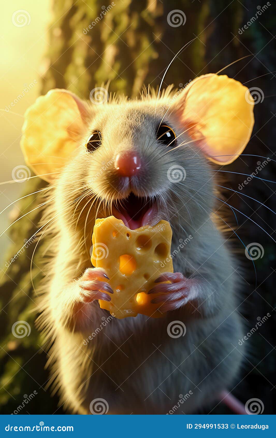 Mouse Holding Piece of Cheese with Its Mouth Open Stock Illustration ...