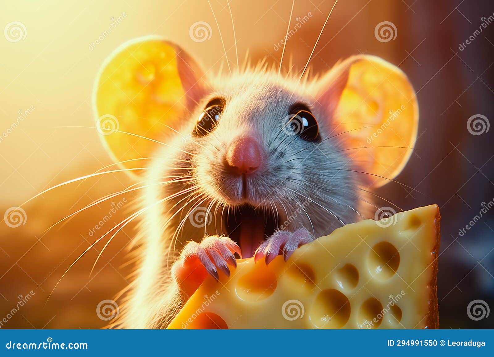 Mouse Holding Piece of Cheese with Its Mouth Open Stock Illustration ...