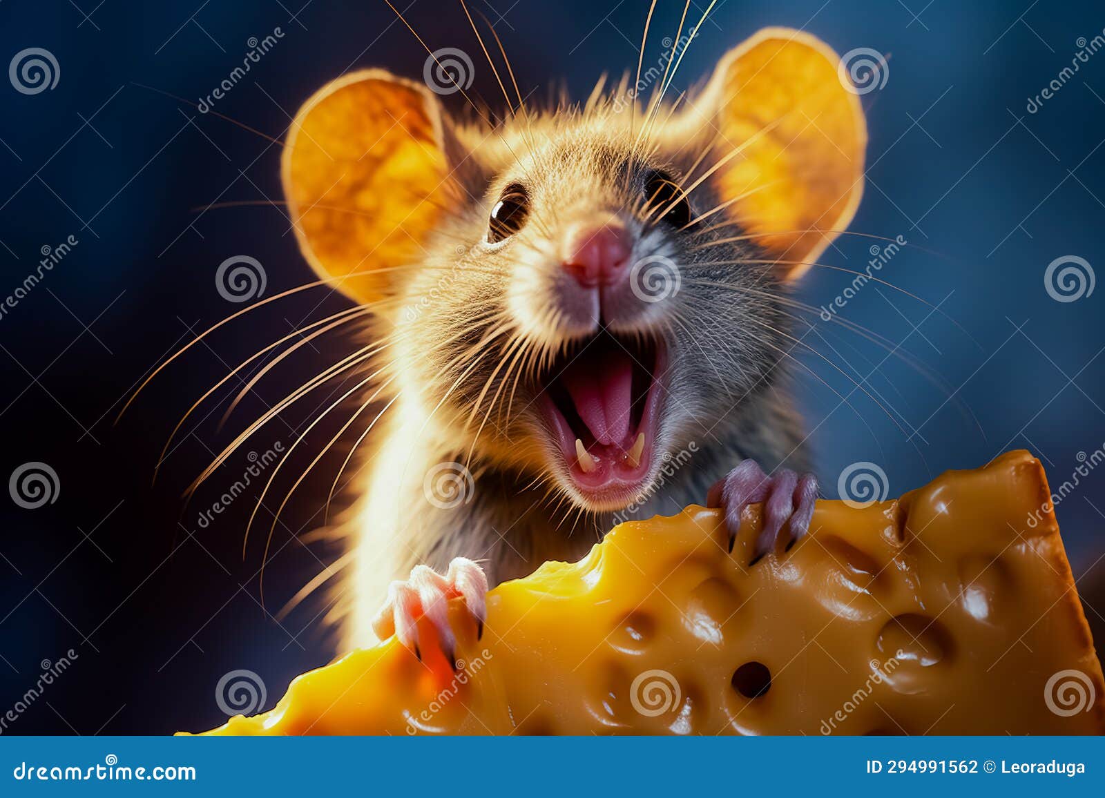 Mouse Holding Piece of Cheese with Its Mouth Open Stock Illustration ...