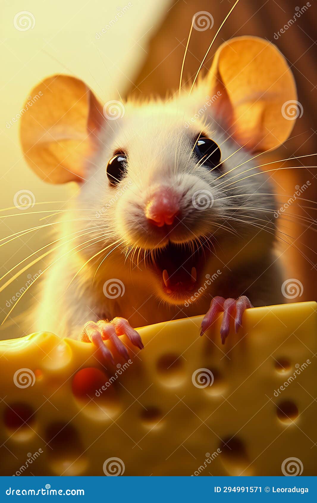 Mouse Holding Piece of Cheese with Its Mouth Open Stock Illustration ...