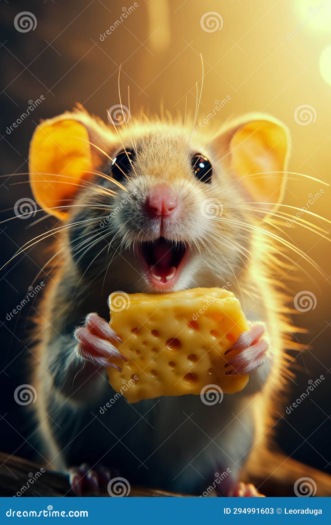 Mouse Holding Piece of Cheese with Its Mouth Open Stock Illustration ...