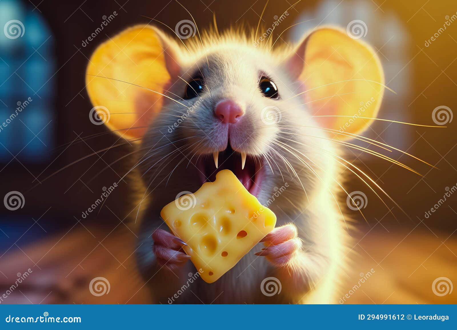 Mouse Holding Piece of Cheese with Its Mouth Open Stock Illustration ...