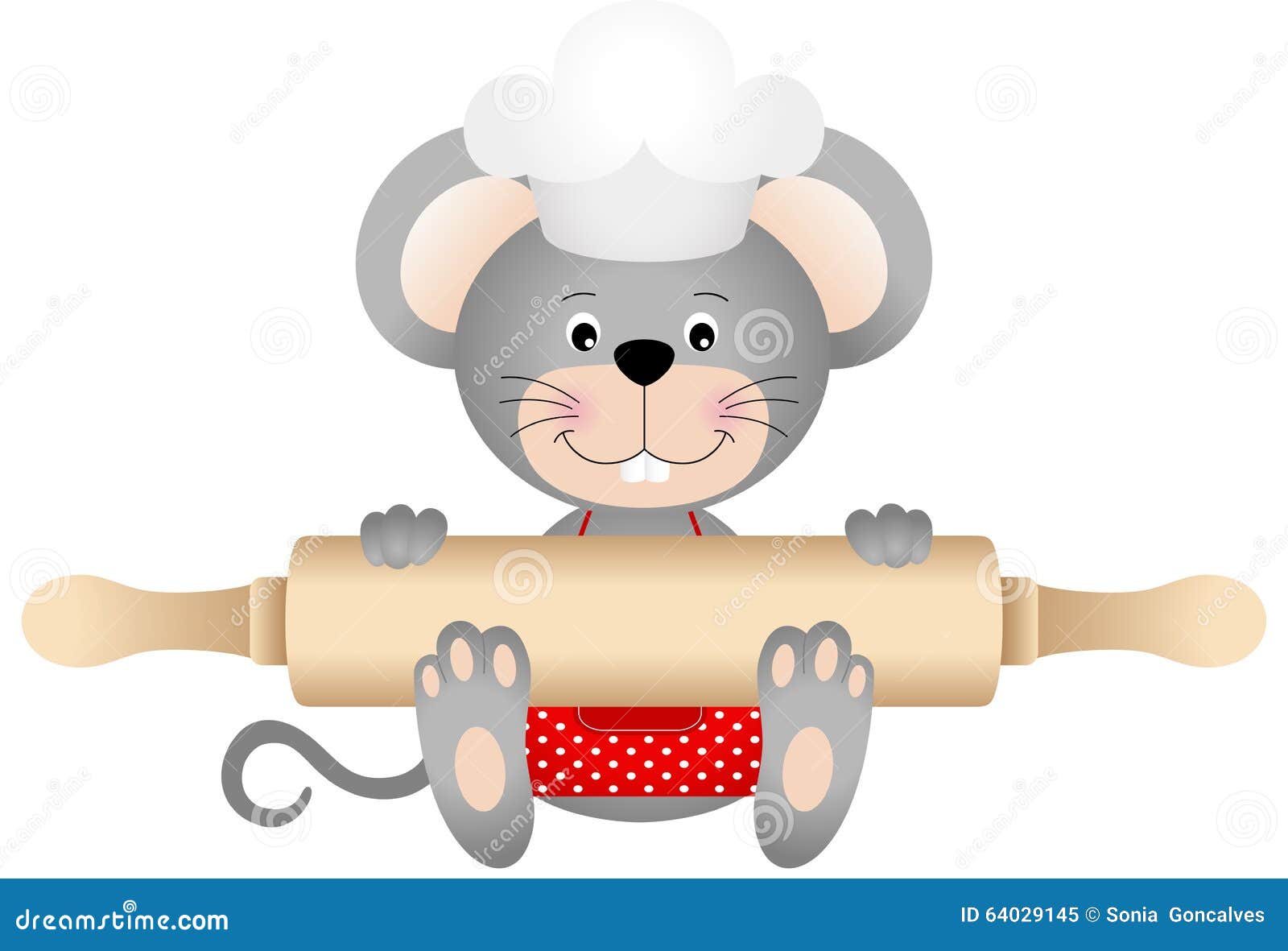Mouse holding rolling pin stock vector. Illustration of animal - 64029145