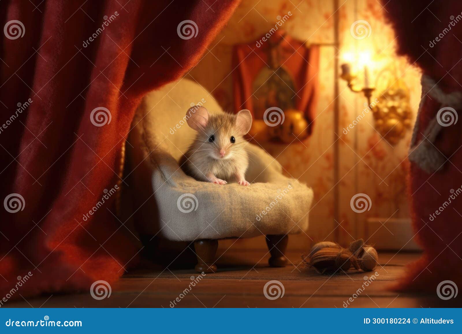 A Mouse Holding a Tiny Nut, Sitting Inside a Fluffy Bedroom Slipper ...