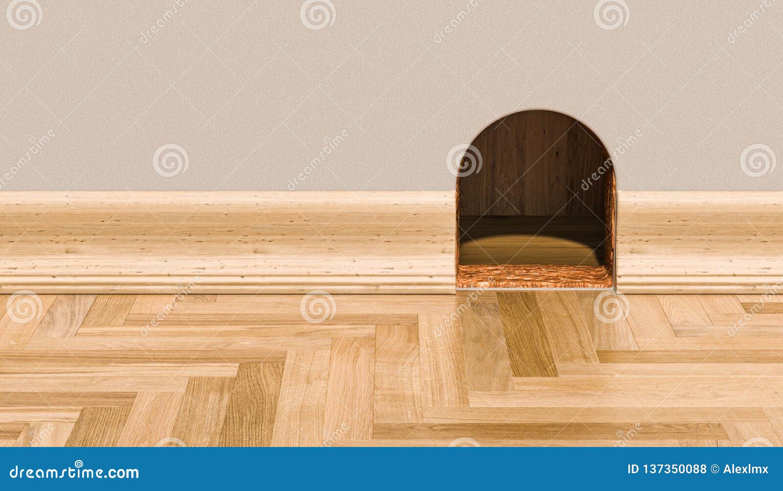 Mouse hole on the wall, 3D stock illustration. Illustration of mouse ...