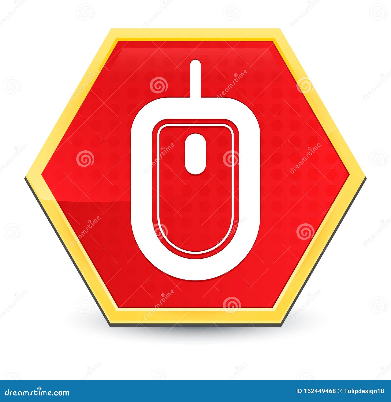 Mouse Icon Abstract Red Hexagon Button Bright Yellow Frame Elegant ...