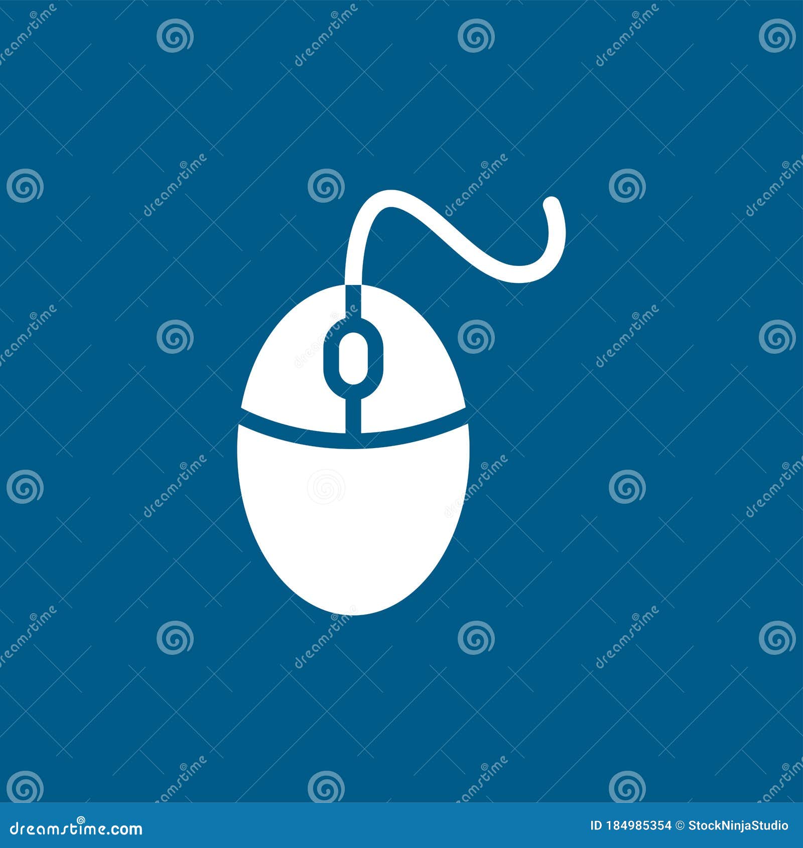 Mouse Icon on Blue Background. Blue Flat Style Vector Illustration ...