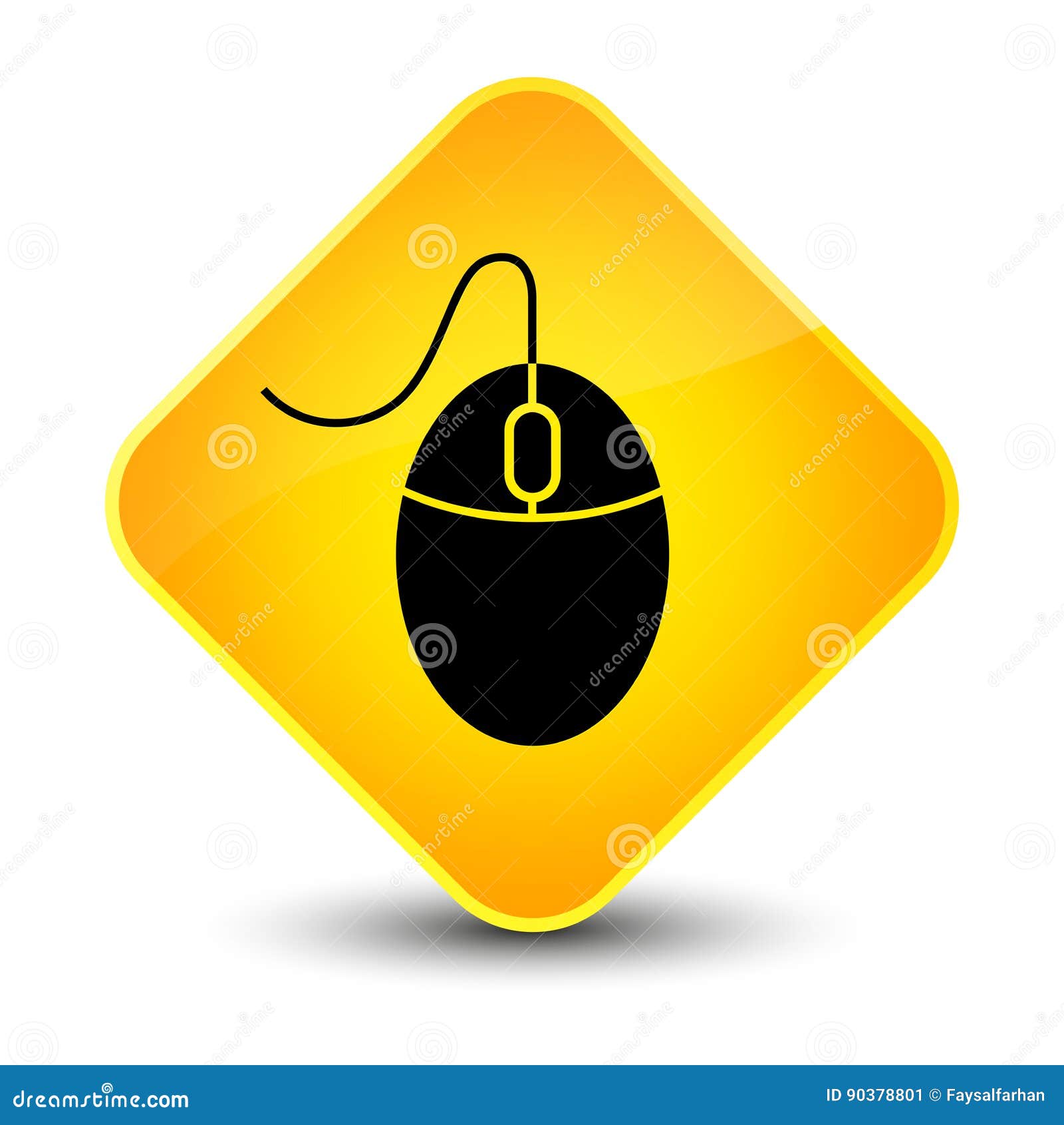 Mouse Icon Elegant Yellow Diamond Button Stock Illustration ...