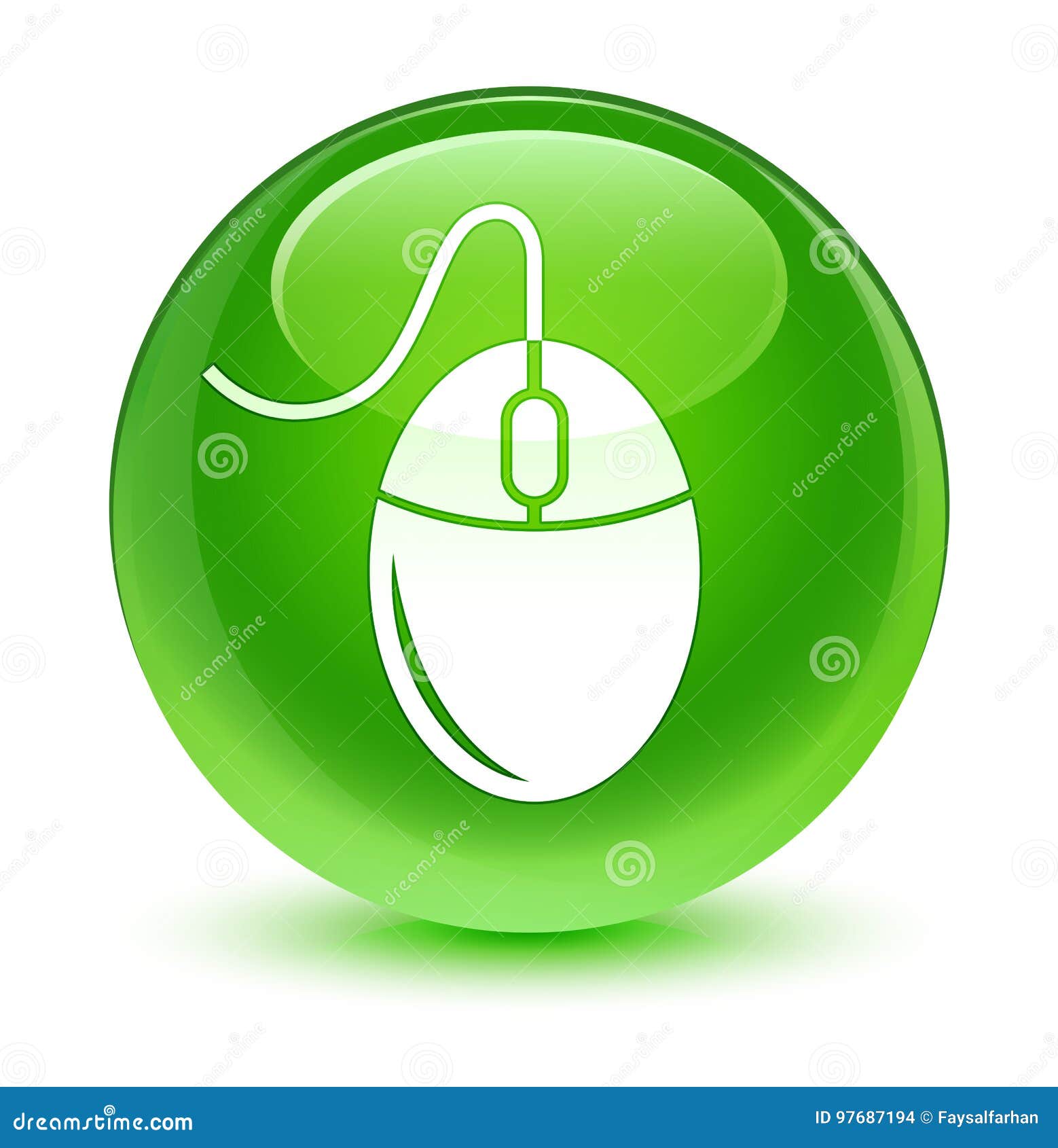 Mouse Icon Glassy Green Round Button Stock Illustration - Illustration ...
