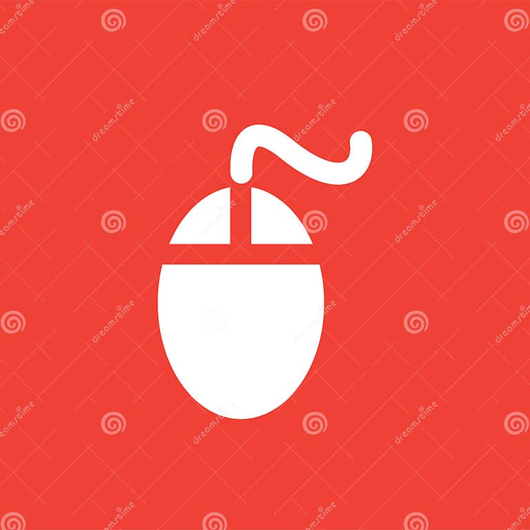 Mouse Icon on Red Background. Red Flat Style Vector Illustration Stock ...