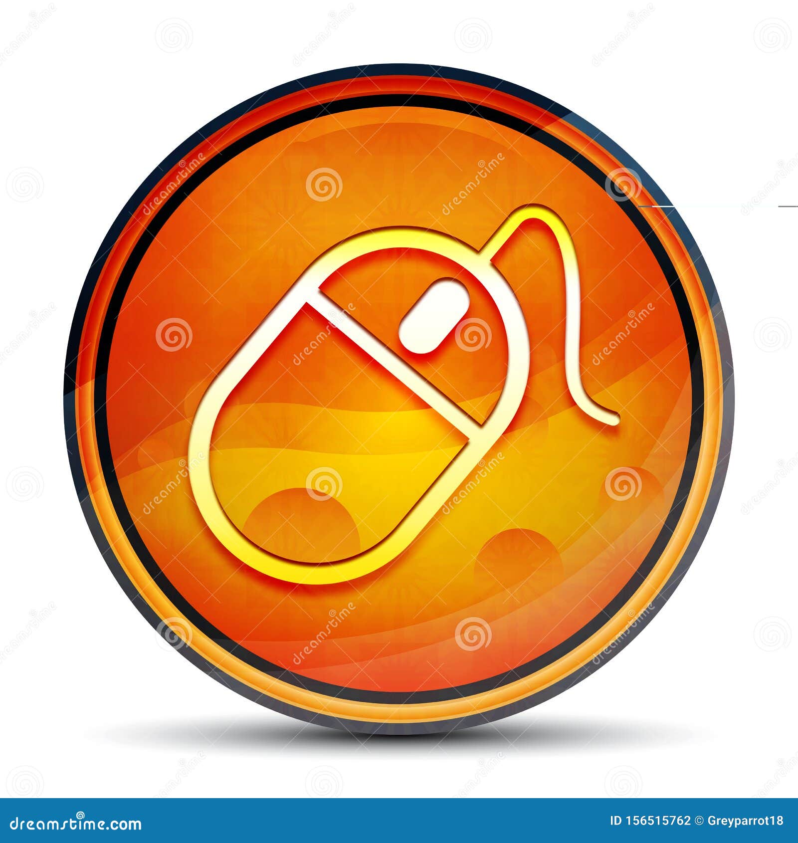 Mouse Icon Shiny Bright Orange Round Button Illustration Stock ...