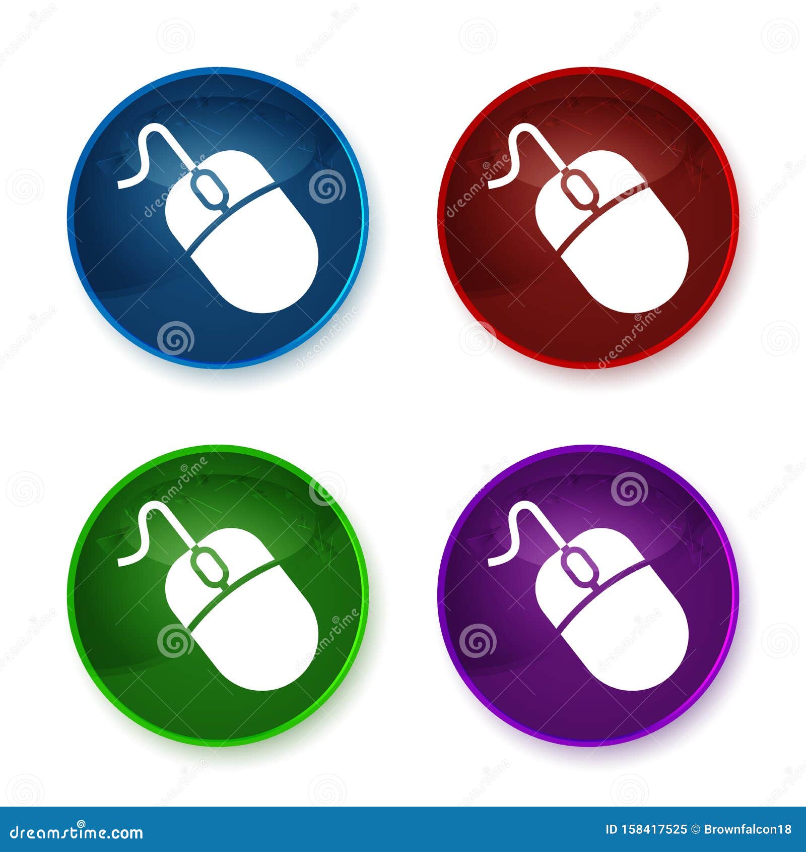 Mouse Icon Shiny Round Buttons Set Illustration Stock Vector ...