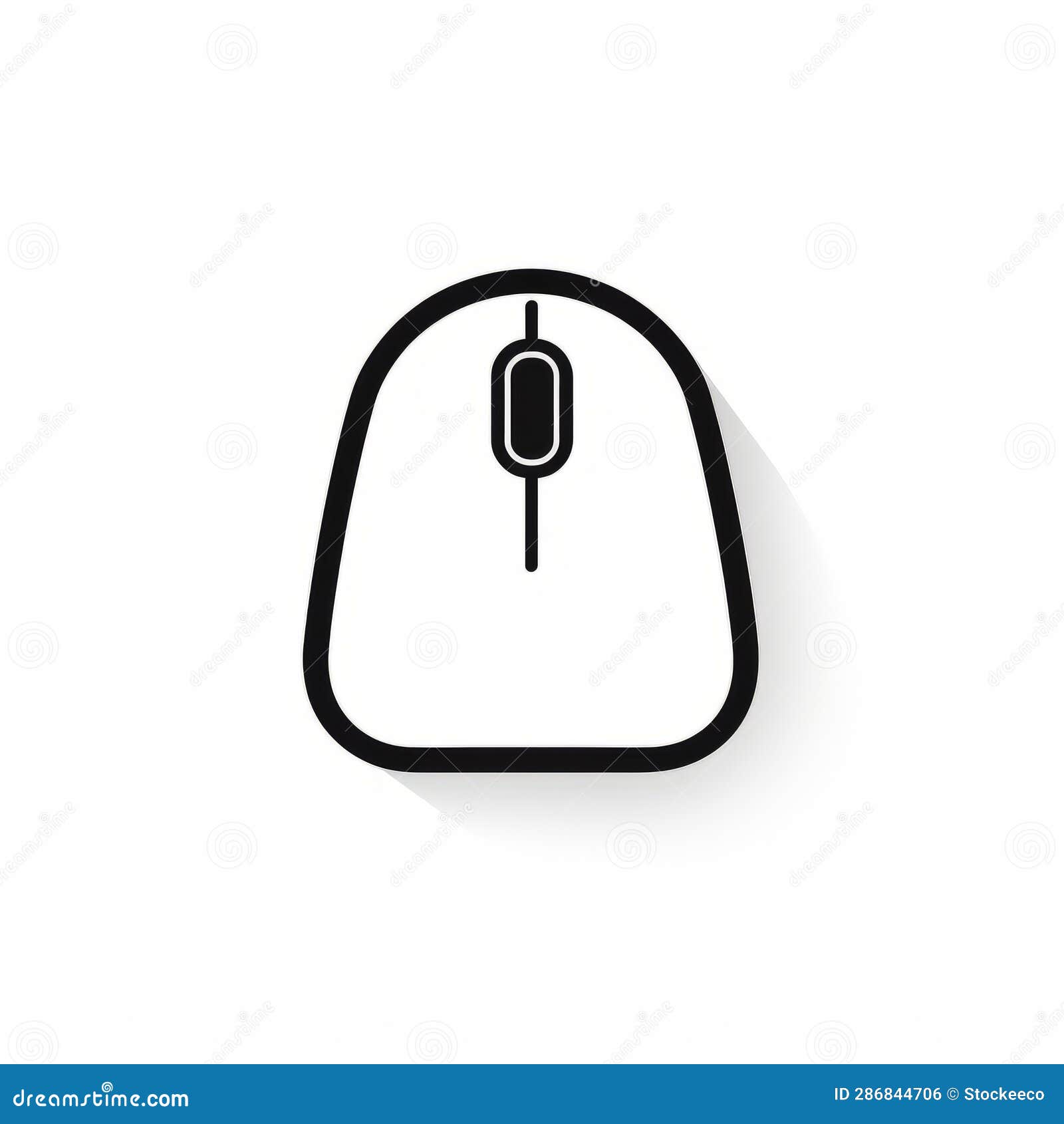 Sleek Monochrome Computer Mouse with Long Shadow Illustration Stock ...