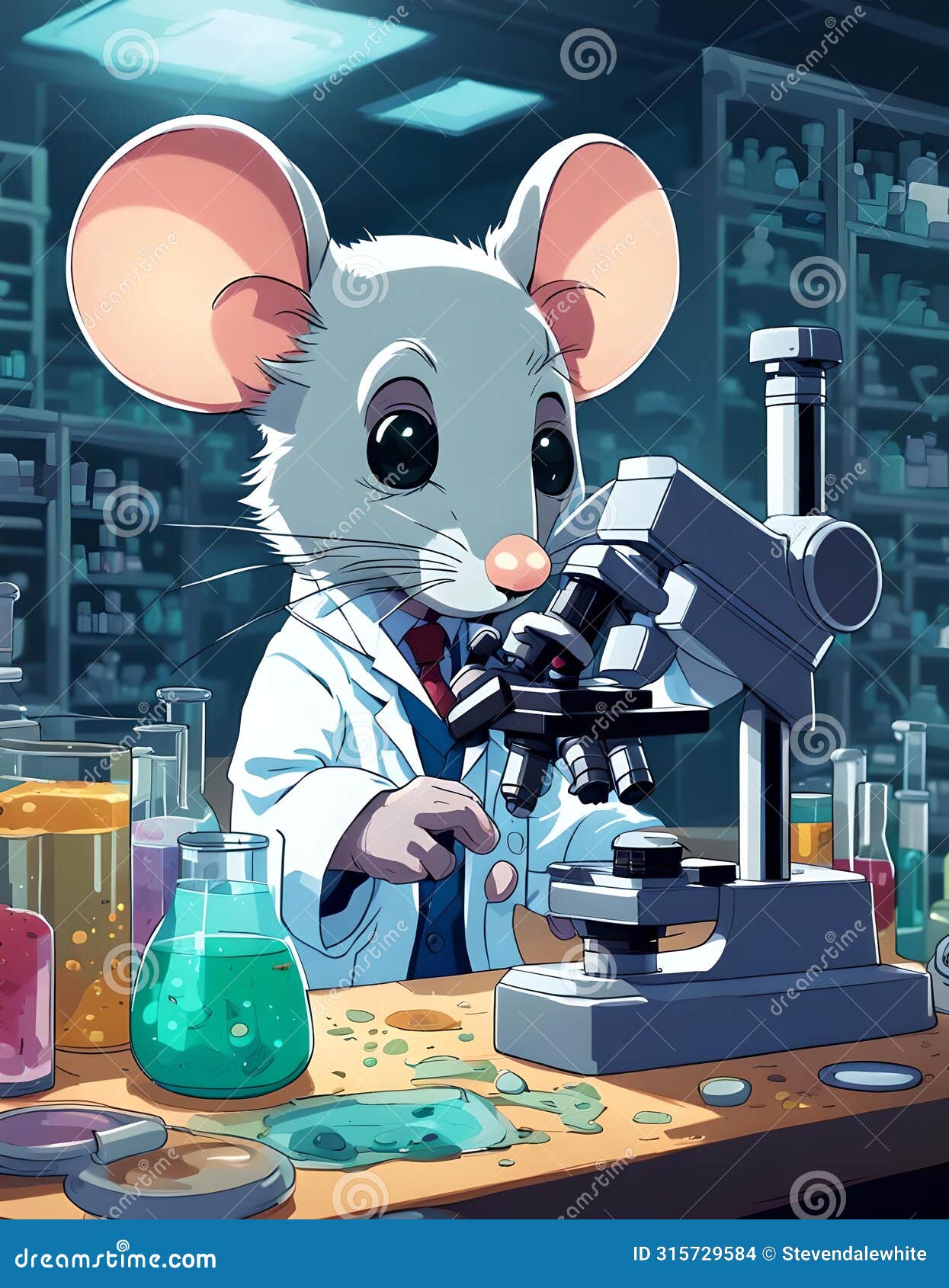 Mouse in a Lab Looking through a Microscope. Generative AI Stock Photo ...