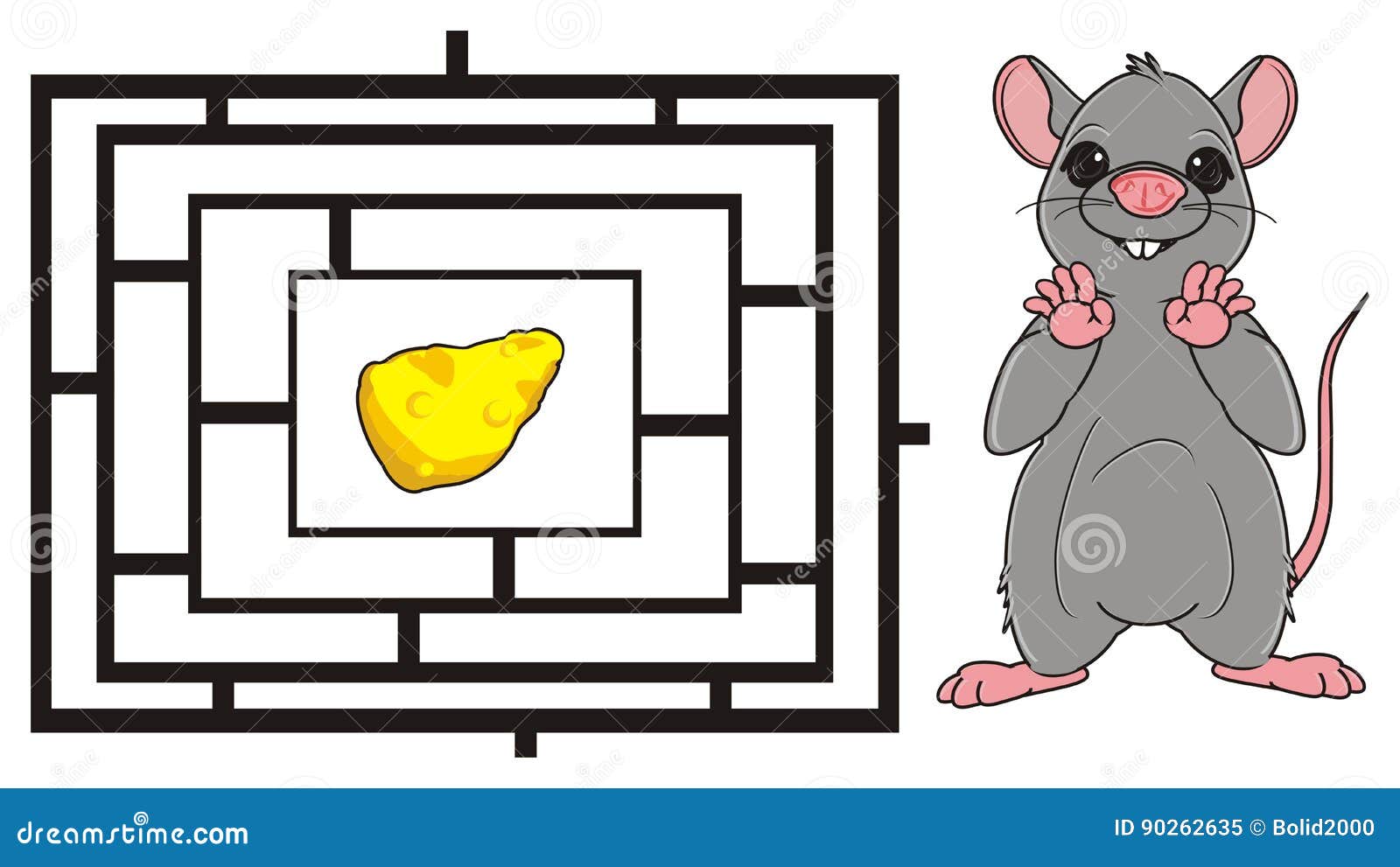 Mouse and labyrinth stock illustration. Illustration of squeak - 90262635