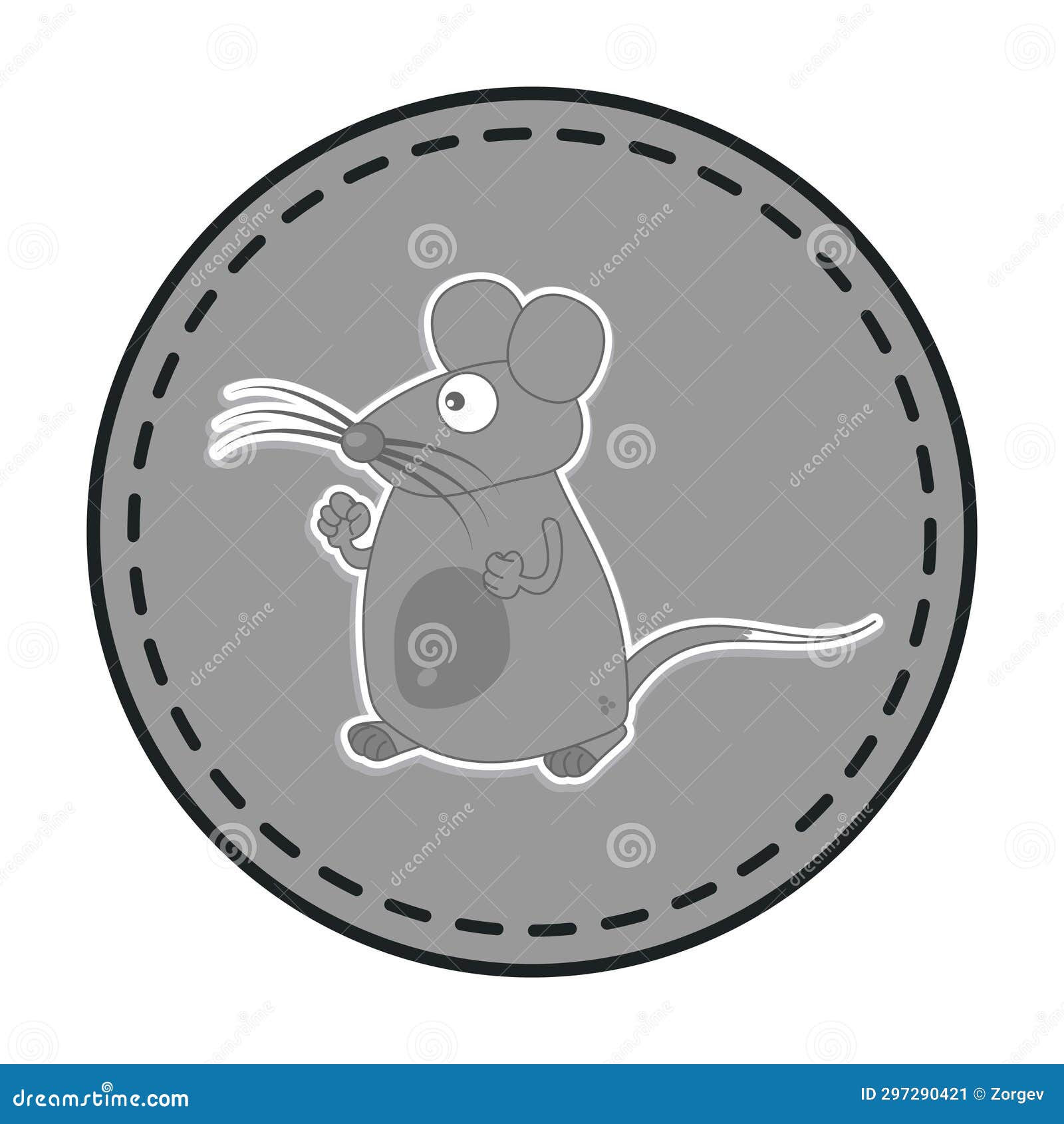 Mouse with Large Moustache in Grey Panel on White Background - Vector ...